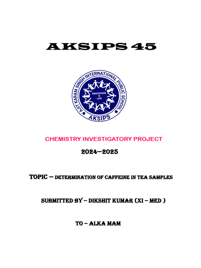 Chemistry Investigatory Project Front Page | PDF