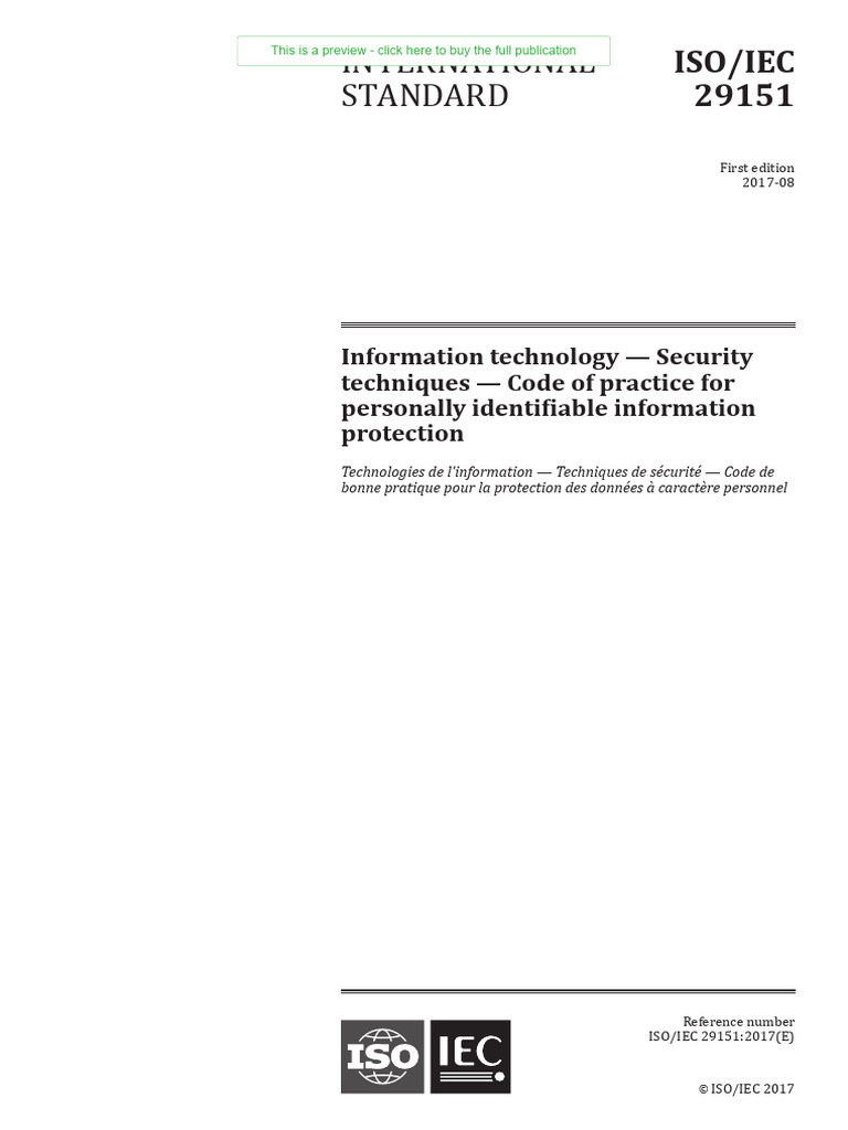 ISO 29151 2017 Code of Practice For PII | PDF | Information Security ...