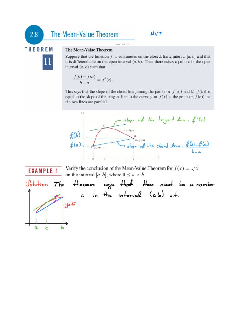 2.8 The Mean-Value Theorem | PDF