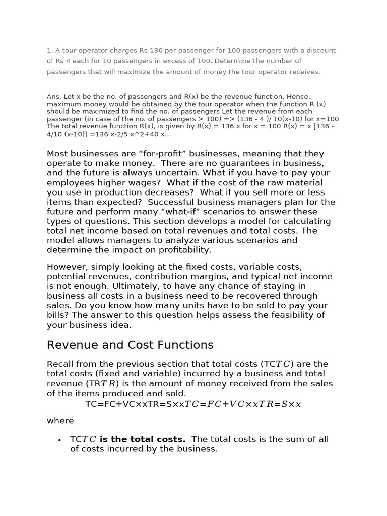 Application Od Derivative Imp | PDF | Quadratic Equation | Income