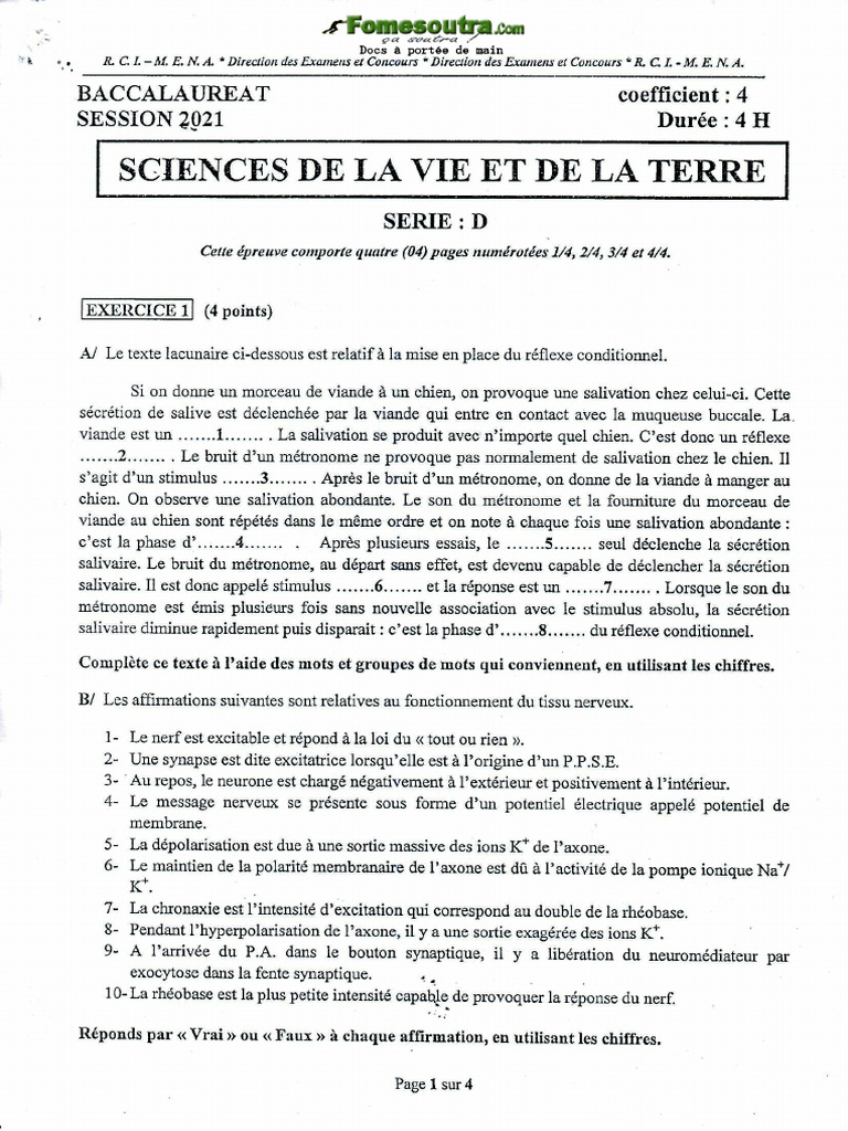 612bcb6173308sujet Corrige Et Bareme de SVT Bac D 2021 | PDF