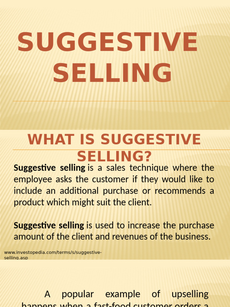 1 SUGGESTVE SELLING. | PDF | Restaurants | Foods
