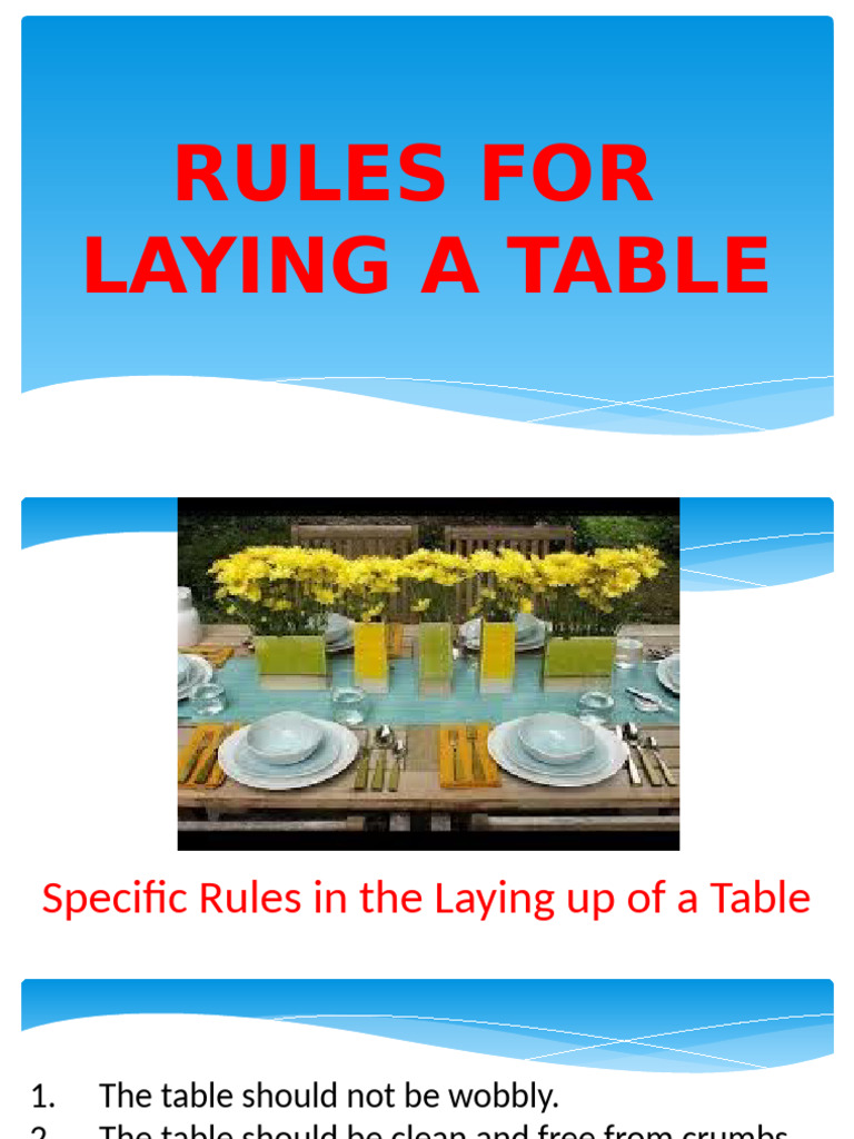 3 LAYING A TABLE | PDF