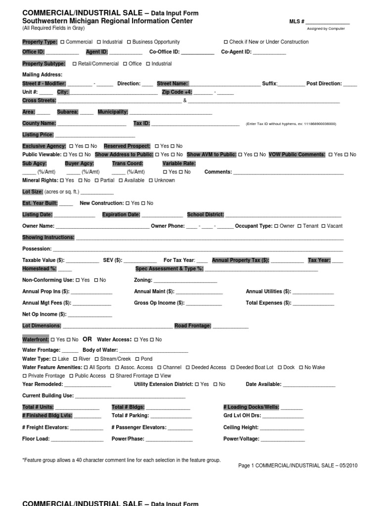 Commercial Sale Input Form Complete 06 2011 | PDF | Industries | Energy ...