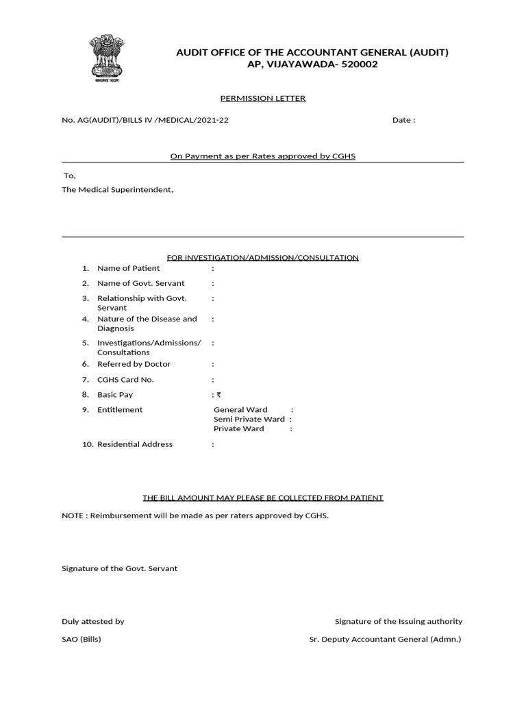 CGHS Permission Letter 062138aa3bbe272 83398439 | PDF
