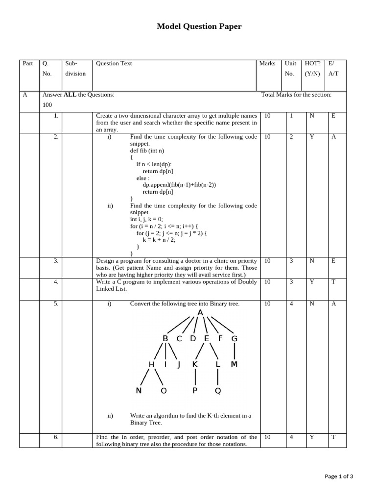 Fallsem2024-25 Bcse202l TH VL2024250101784 Model-Question-Paper | PDF ...