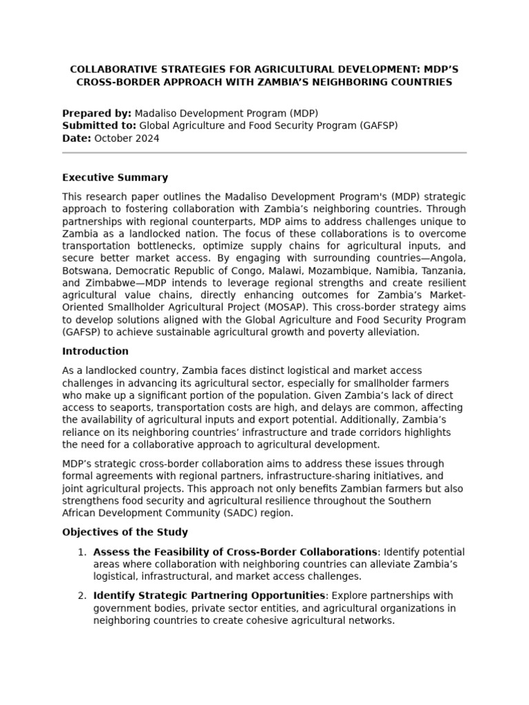 Collaborative Strategies For Agricultural Development | PDF | Zambia | Climate Resilience