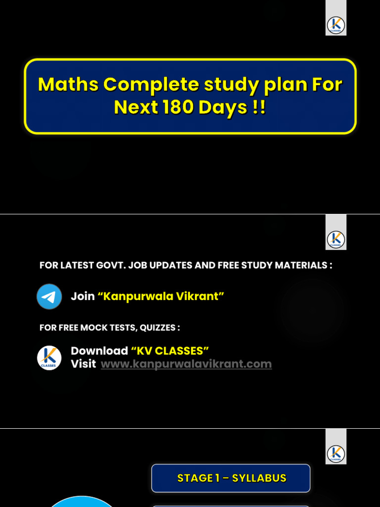 180 Days Maths Study Plan | PDF