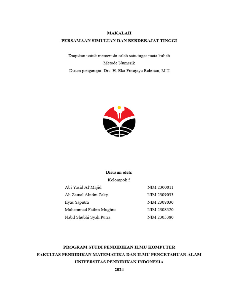 Kelompok 5 - Makalah Persamaan Simultan Dan Berderajat Tinggi | PDF