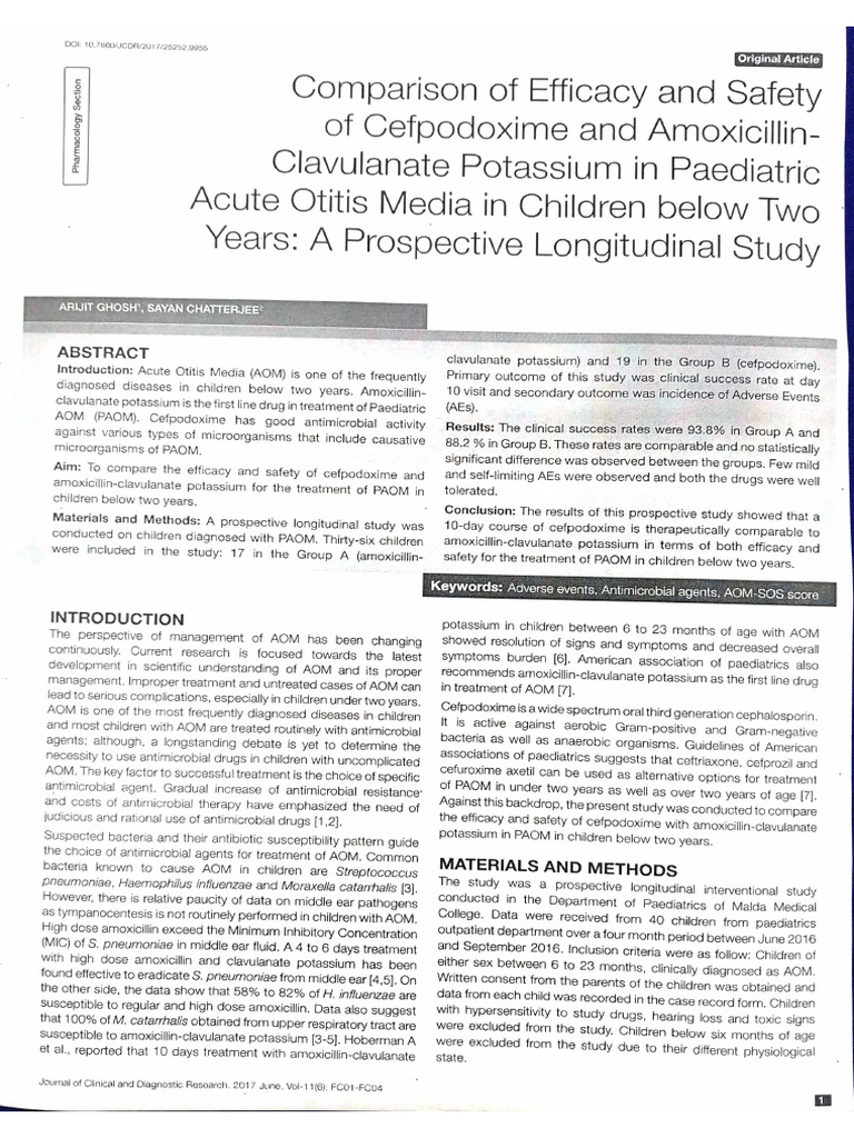 ASOM - Amoxyclav vs. Cefpodoxim | PDF