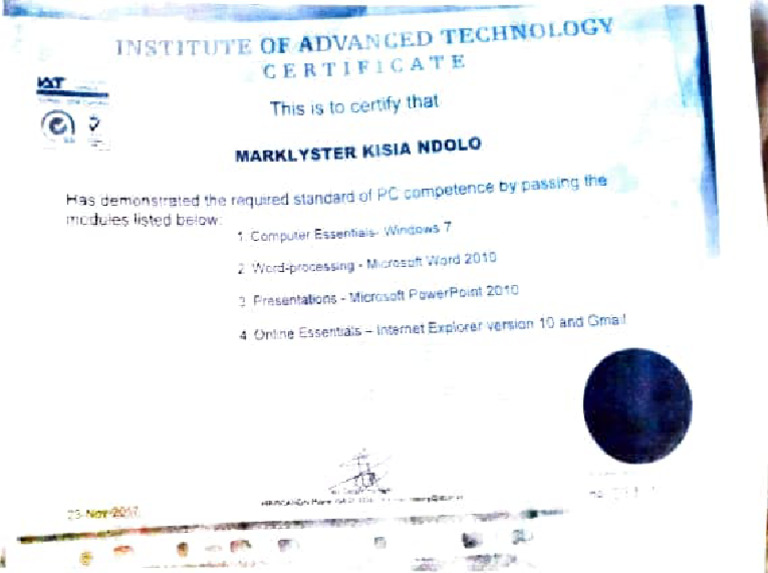 ICT Competence Certificate for Marklyster | PDF