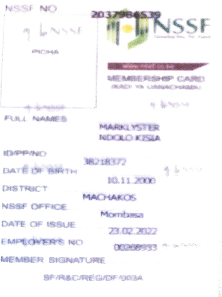 NSSF Membership Card | PDF