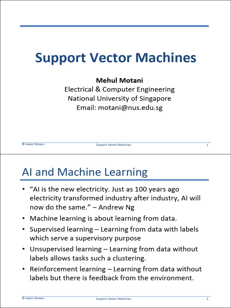 A09 Support Vector Machines 2up | PDF | Support Vector Machine | Applied Mathematics