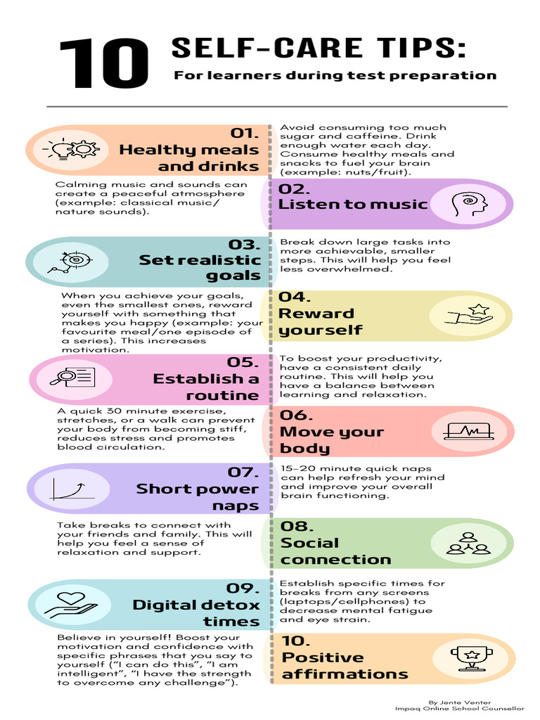 Self-Care Tips For Learners During Test Preparation | PDF | Relaxation ...