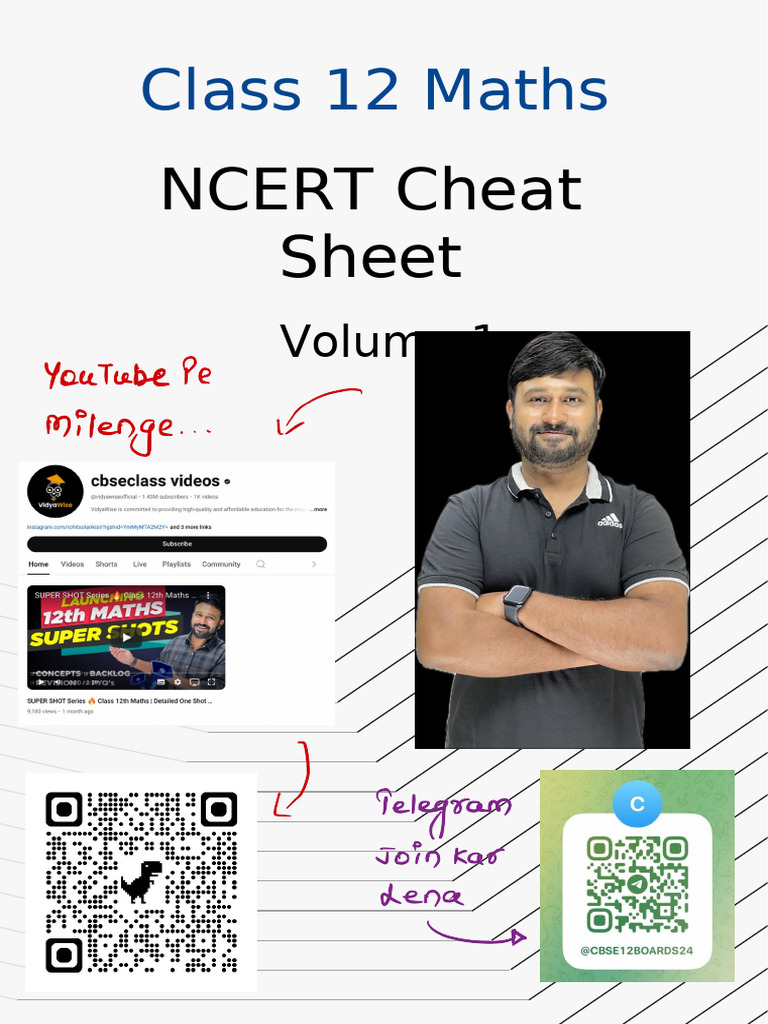 12 Maths NCERT Cheat Sheet 2 | PDF | Equations | Algebra