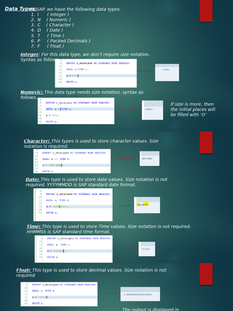 Data Types & Operations - SABAP | PDF | Data Type | Decimal