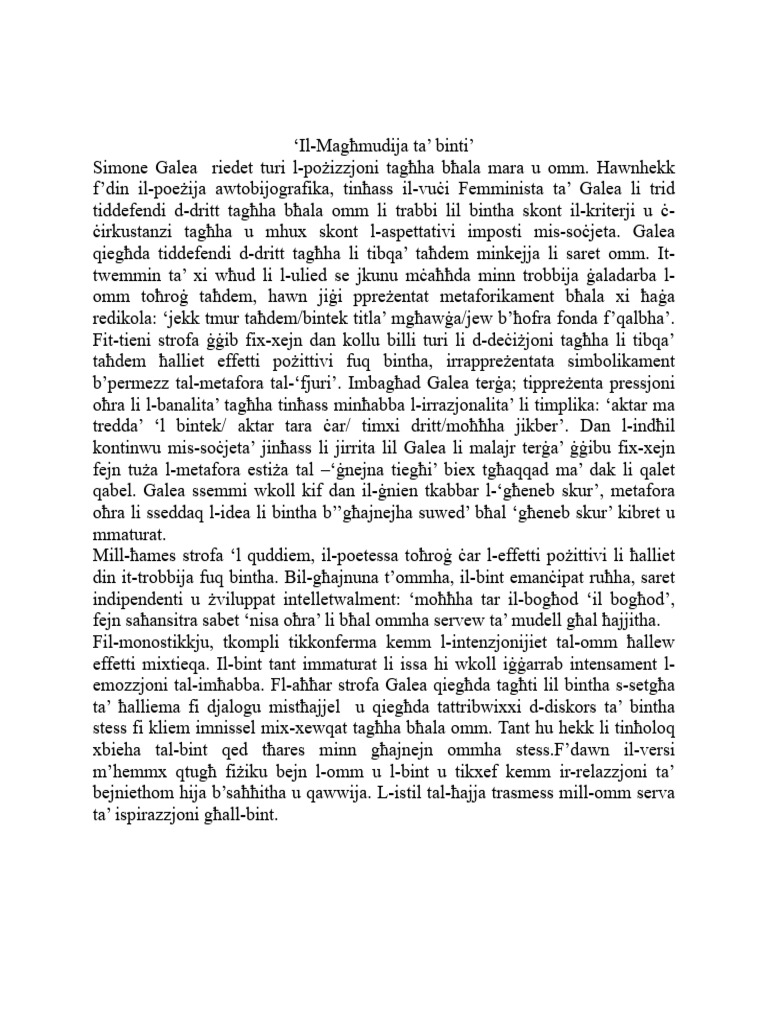 Simone Galea Poems | PDF