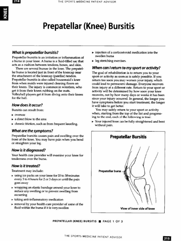 Knee Prepatellar Bursitis | PDF