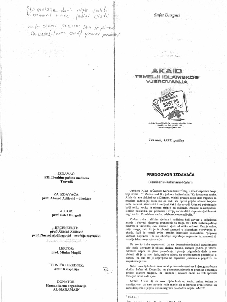 Akaid Safet Durguti Za 1 Razred Medrese | PDF