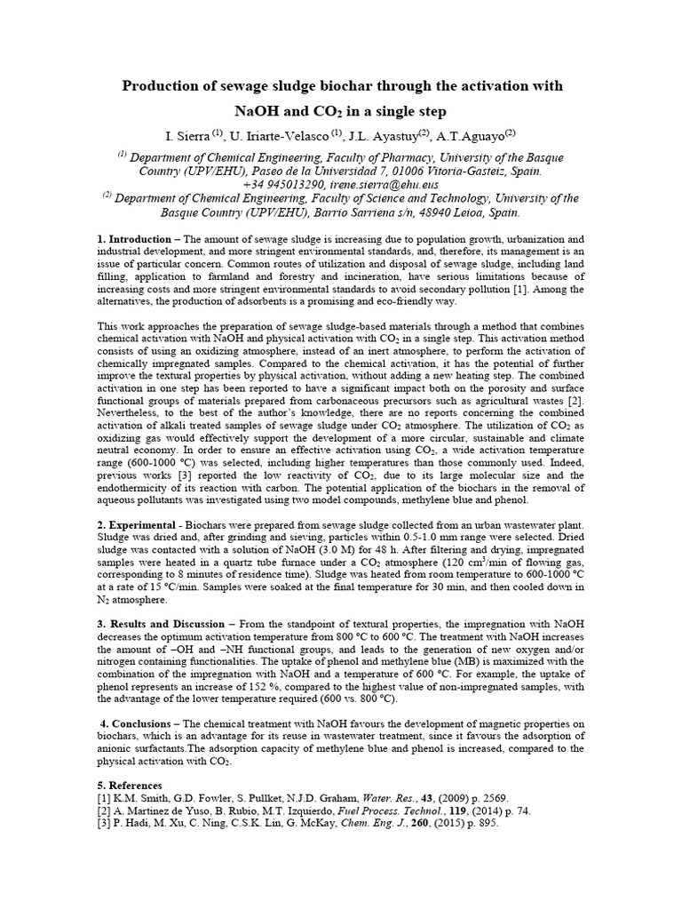 Production of Sewage Sludge Biochar Through The Activation With NaOH ...