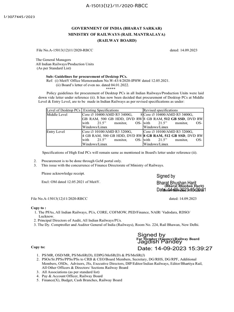 RevisedGuidelines - Specification - PC - IR - 14092023 Policy of Desctop | PDF | Personal ...