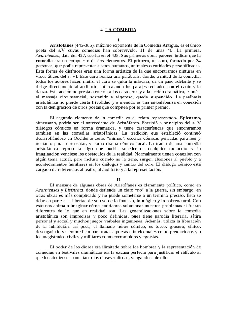 La Comedia | PDF | Comedia | Aristófanes