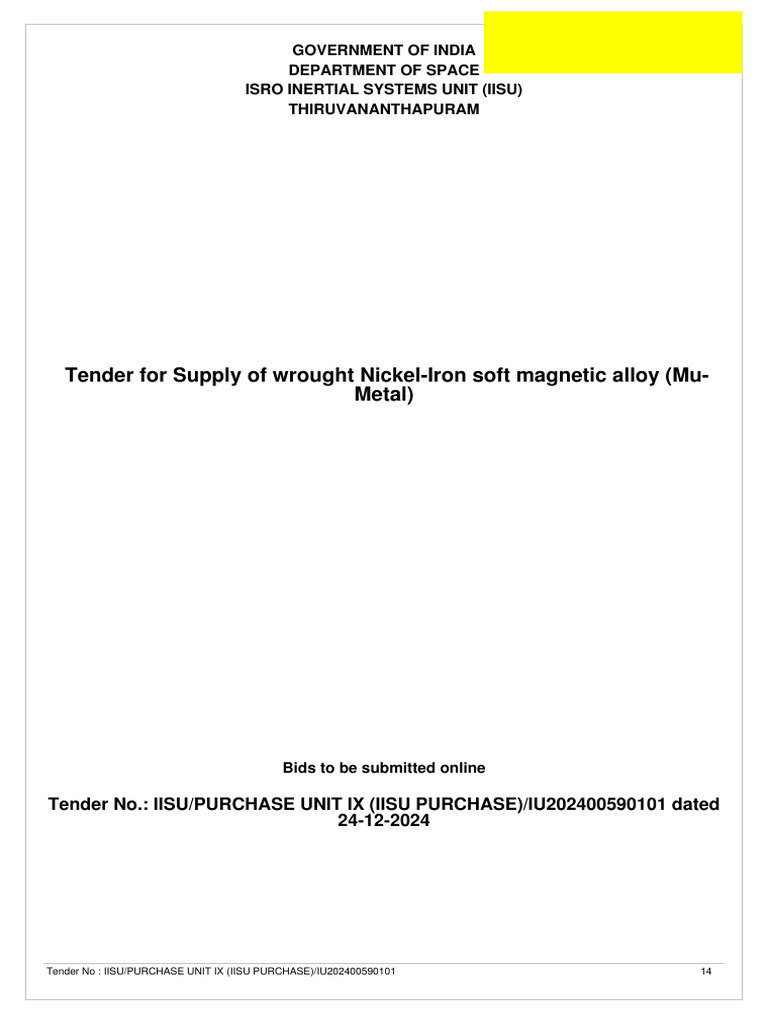 Tender Document IU202400590101 | PDF | Specification (Technical Standard) | Taxes
