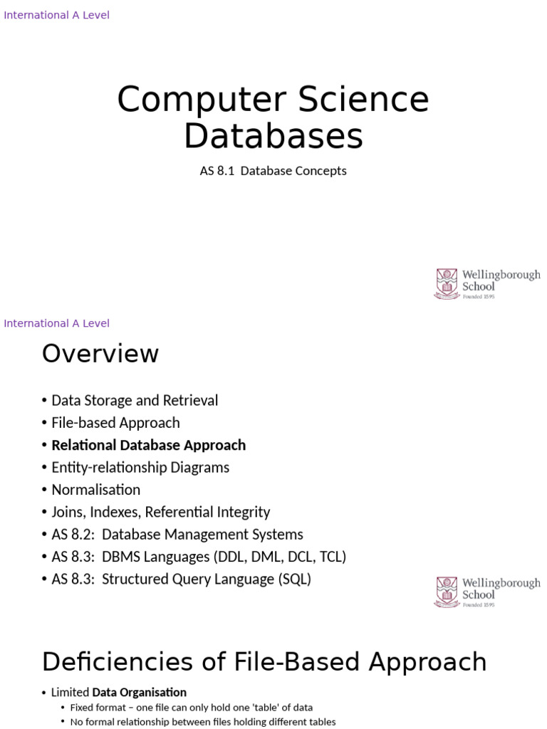 A-Level Database Concepts | PDF | Databases | Relational Database