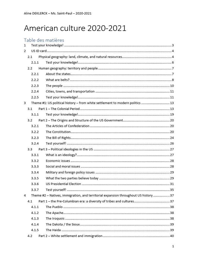 Overview of American Culture 2020-2021 | PDF | Great Lakes | The United ...