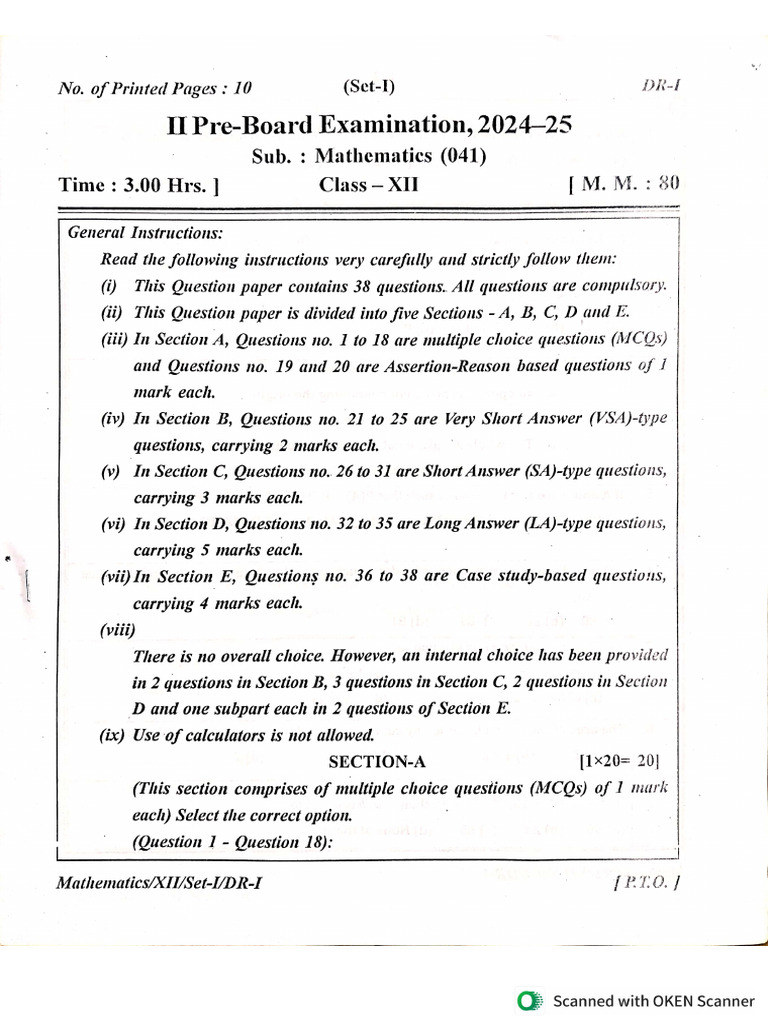 Maths Pre Board -2 01-20-2025 07.58 | PDF