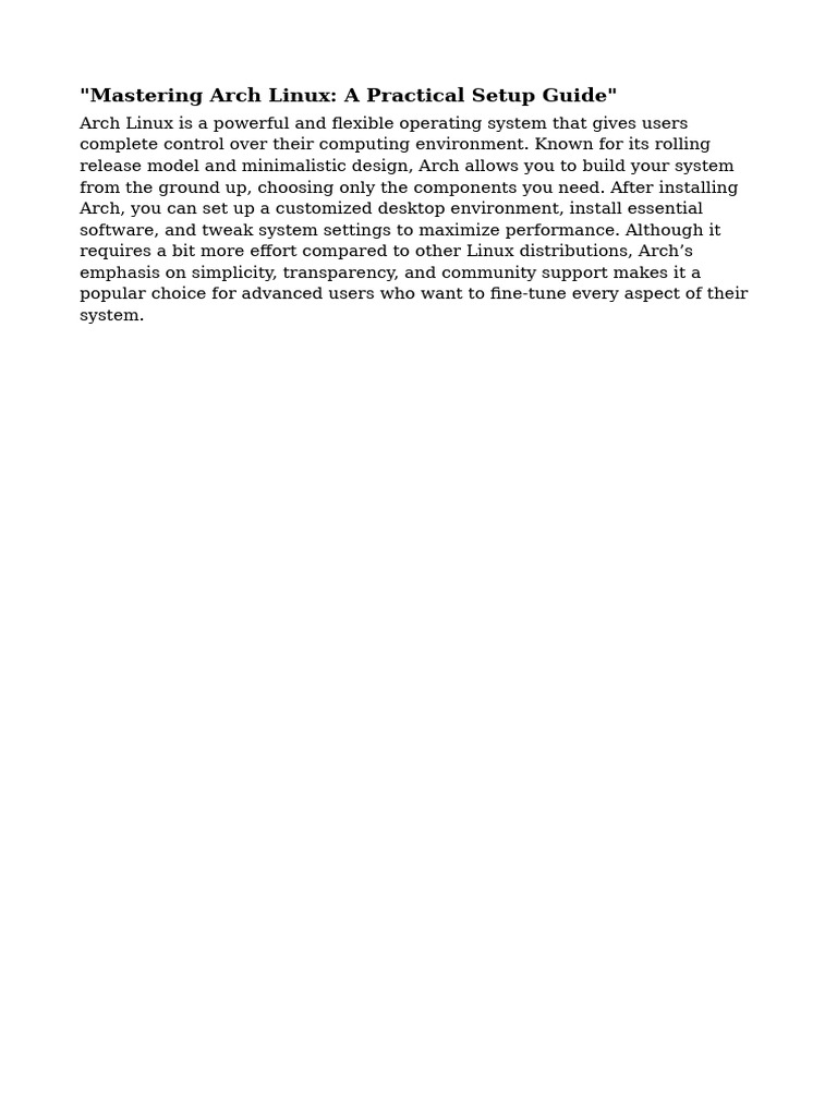 Archlinux Iit Notes | PDF