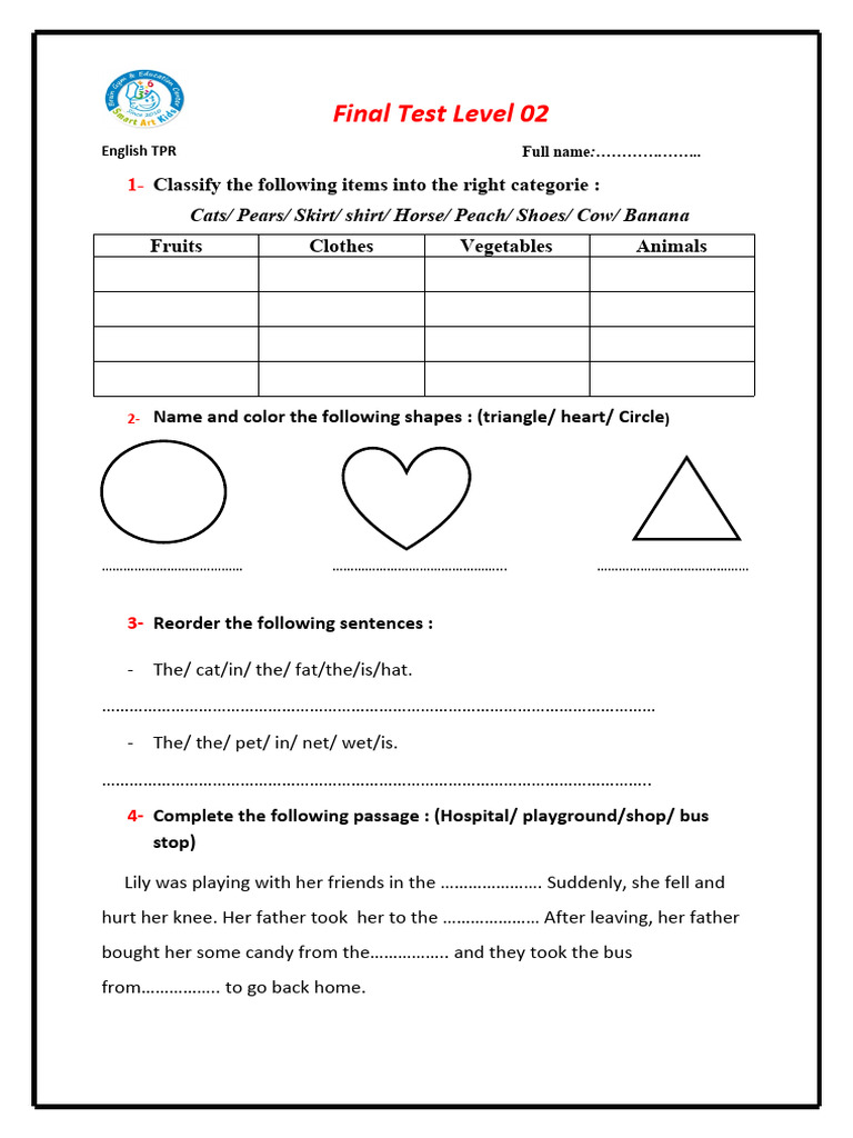 English TPR Level 02 Test | PDF