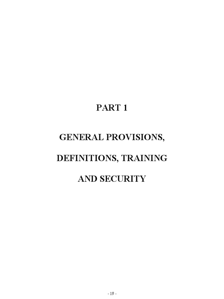 General Provisions, Definitions, Training and Security | Download Free ...