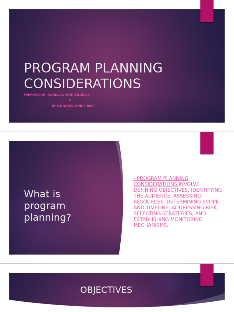Program Planning Essentials Guide | PDF | Evaluation | Risk