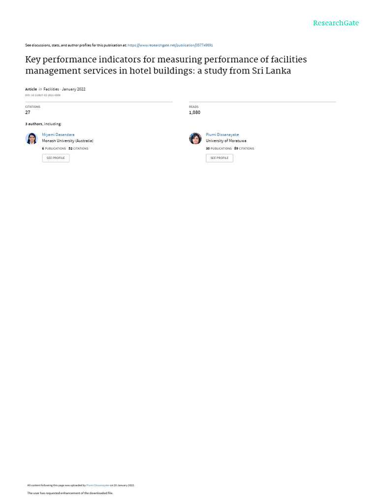 Key Performance Indicators For Measuring Performance of Facilities ...