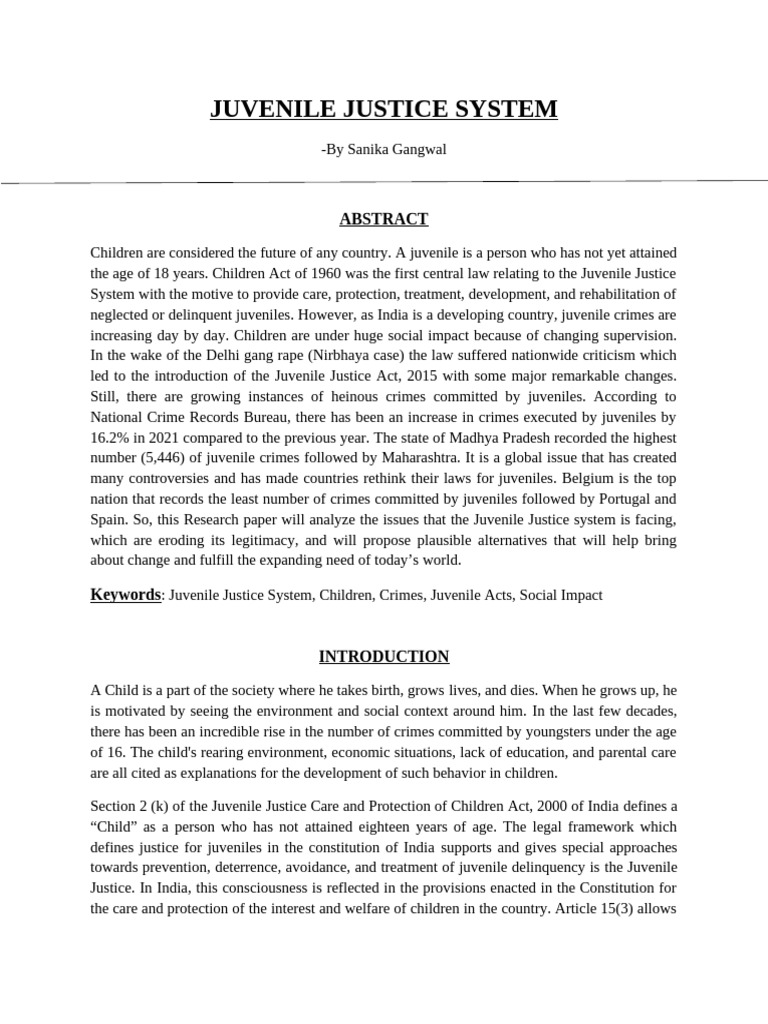 Research Paper | PDF | Juvenile Delinquency | Juvenile Court