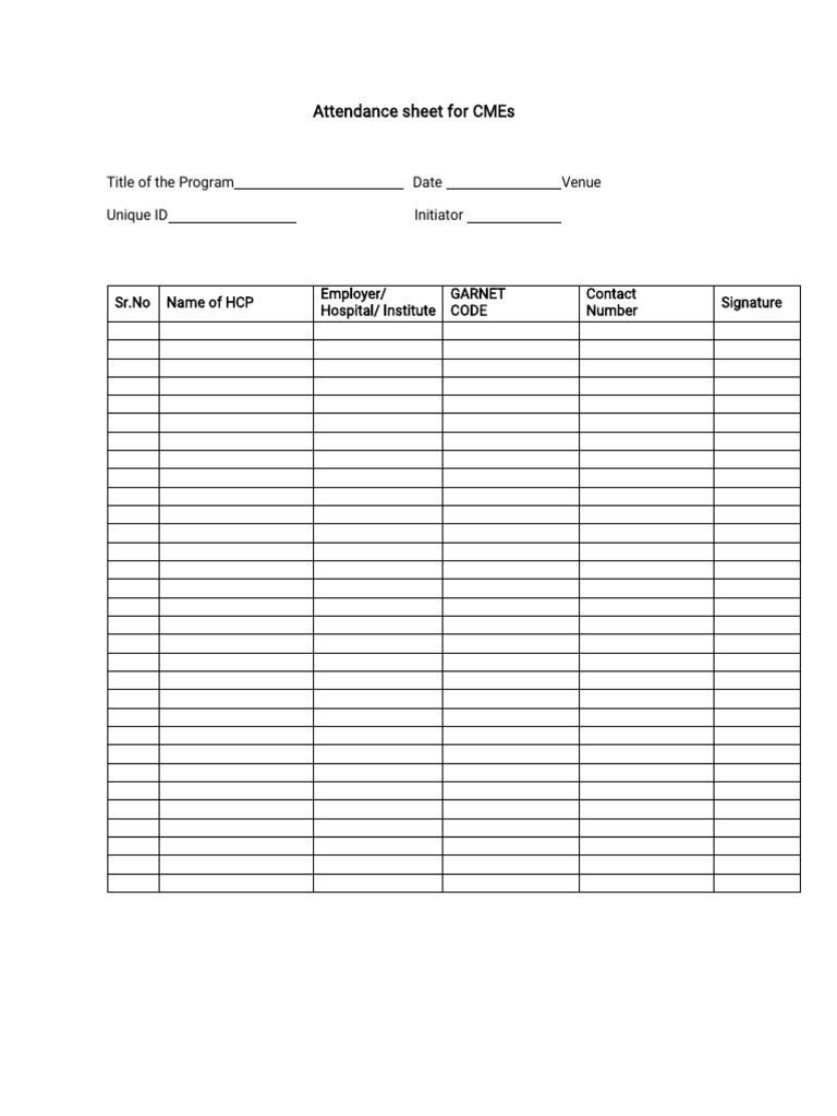 Attendence Sheet | PDF