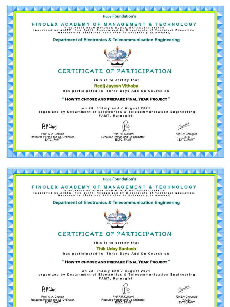 Add-On course certificates | PDF