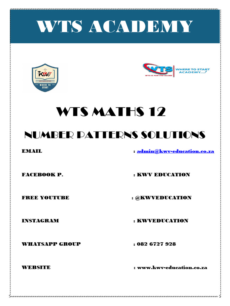 WTS Grade 12 Maths Solutions | PDF