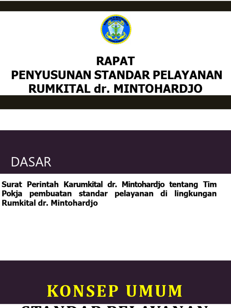 Standar Pelayanan Rumkital dr. Mintohardjo | PDF