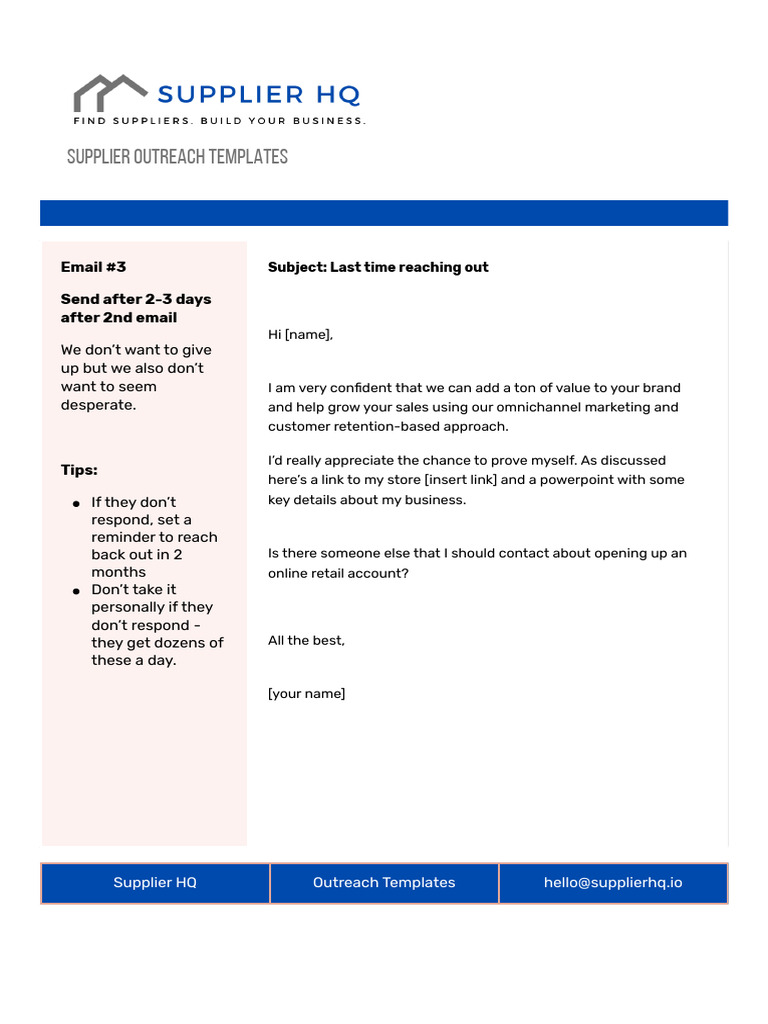 Supplier HQ Email #3 | PDF