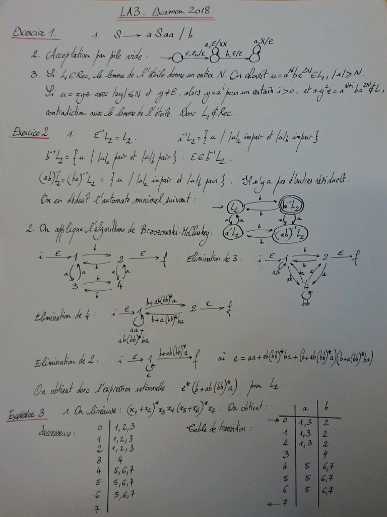 LA3 2018 2019 Examen Correction | PDF