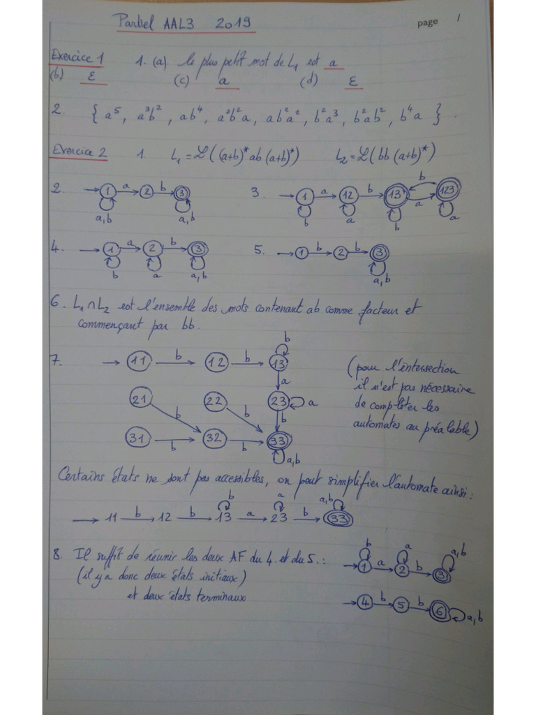 AAL3 2019 2020 Partiel Correction | PDF