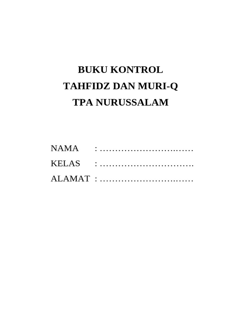Buku Kontrol Tahfidz - Tpa | PDF