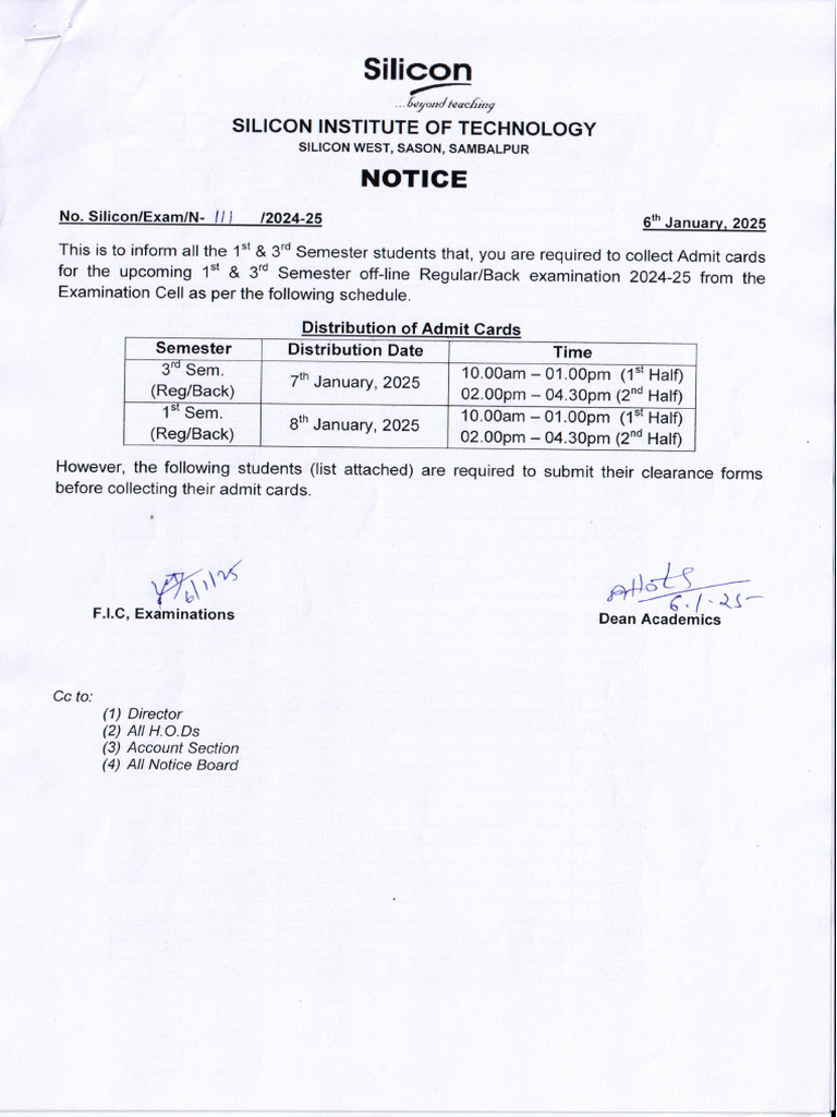 Notice - Admit Card Distribution | PDF