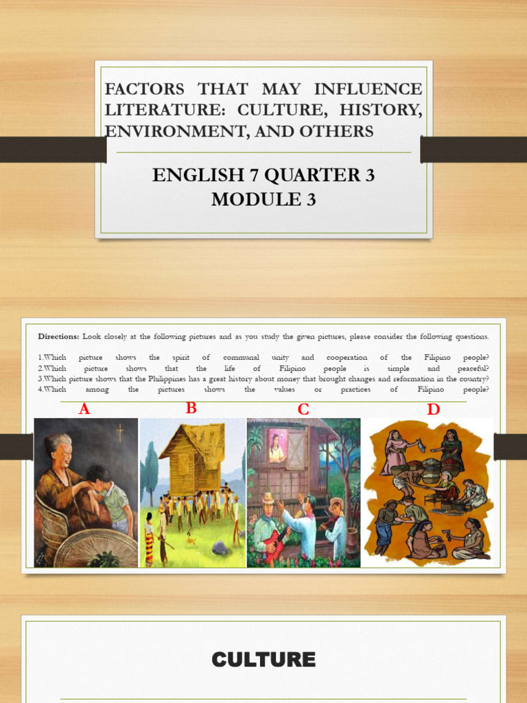 English7 Quarter3 Module3 Factorsthatmayinfluenceliterature 240213065523 bc9d05b4 | PDF ...
