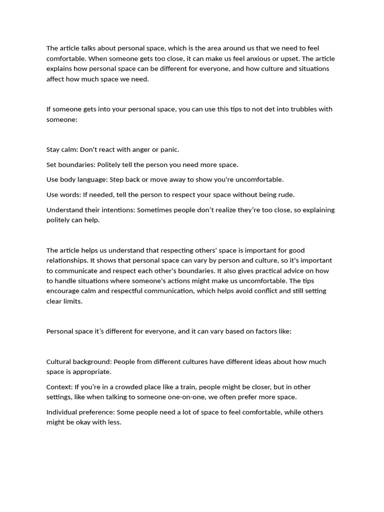 Personal Space | PDF