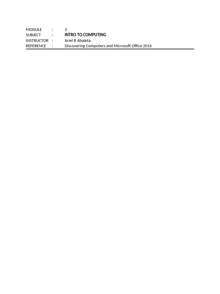Intro to Computing Module 3 Guide | PDF