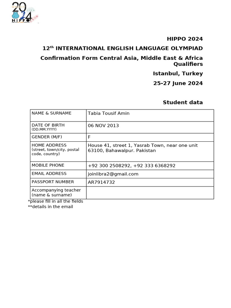 Confirmation Student RQI 2024 | PDF