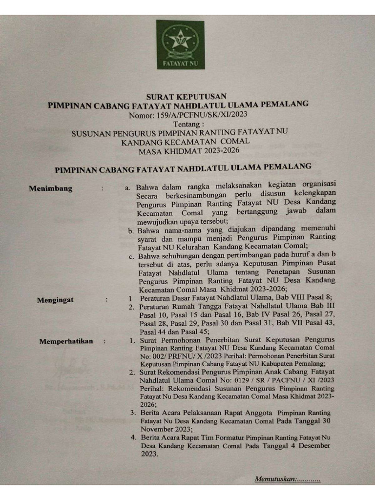 SK PC Fatayat | PDF